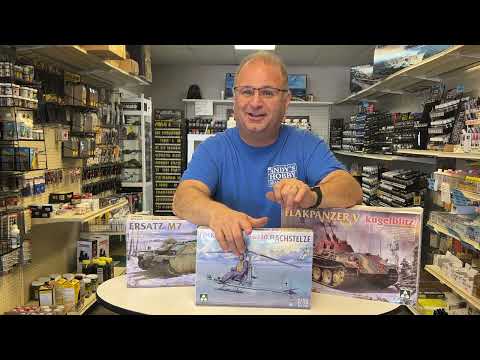 New Takom plastic model kits, 1/35 M7 Ersazt, 1/35 Flakpanzer V 1/16 Bachstelze