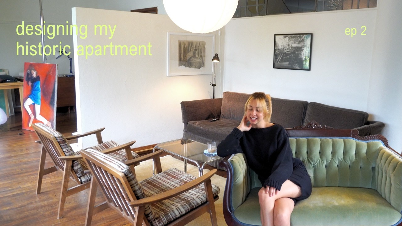 APARTMENT UPDATE: new layout, vintage glass desk, antique loveseat & special art