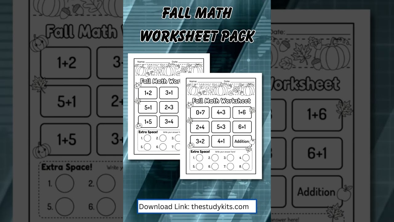 Fall Math Worksheet Pack   Autumn Math Worksheet Activities for Kids