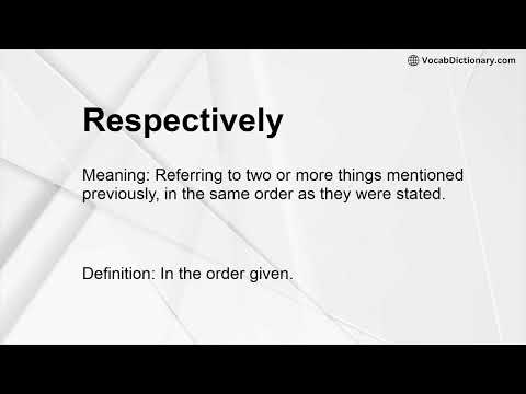 Respectively Meaning