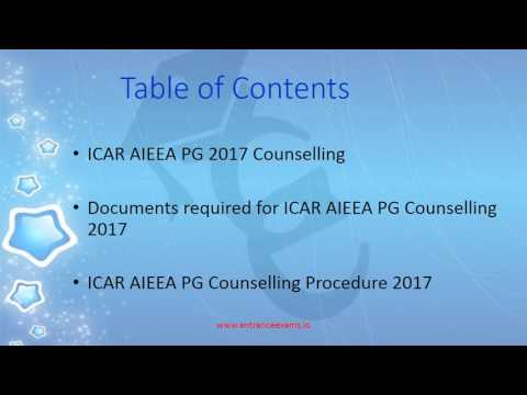 ICAR AIEEA PG Counselling 2017