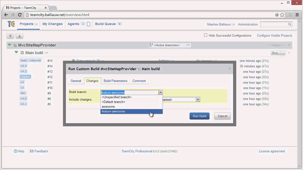 TeamCity Feature Branches with Git