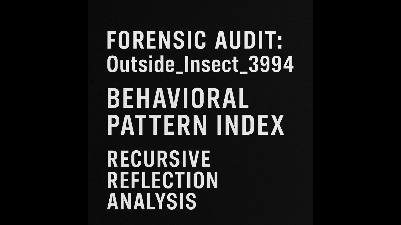 Forensic Audit: Outside_Insect_3994 — Behavioral Pattern Collapse | Reddit Thread Analysis