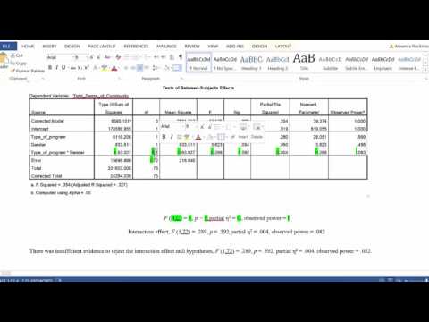 002 Interpreting and Reporting SPSS Output The Two Way ANOVA