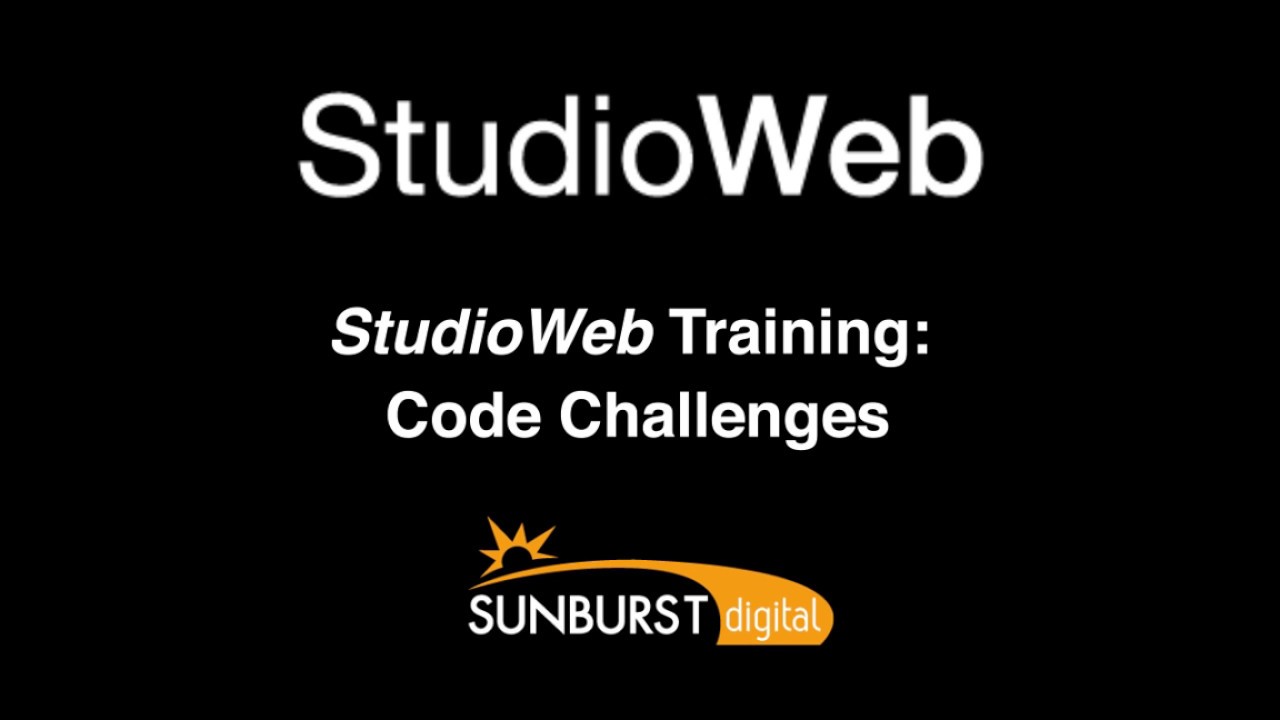 StudioWeb Training: Code Challenges