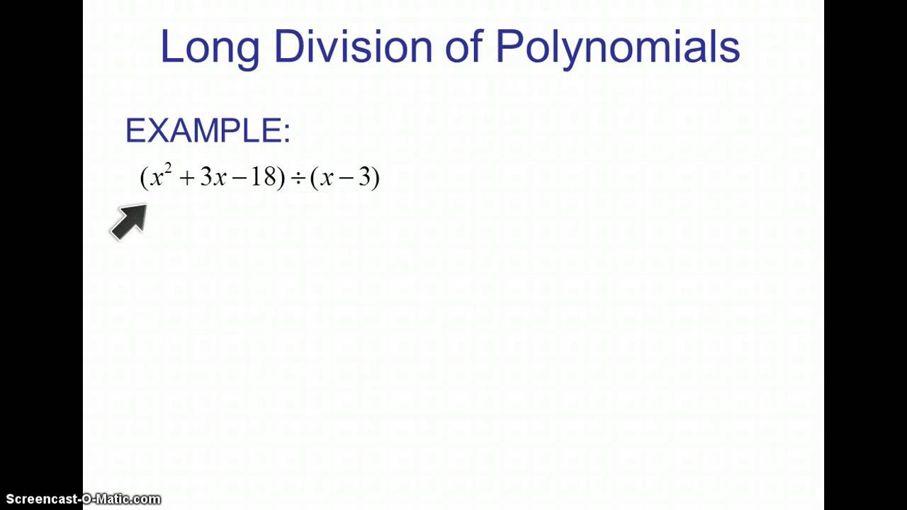 6-3 Dividing Polynomials (part 1)
