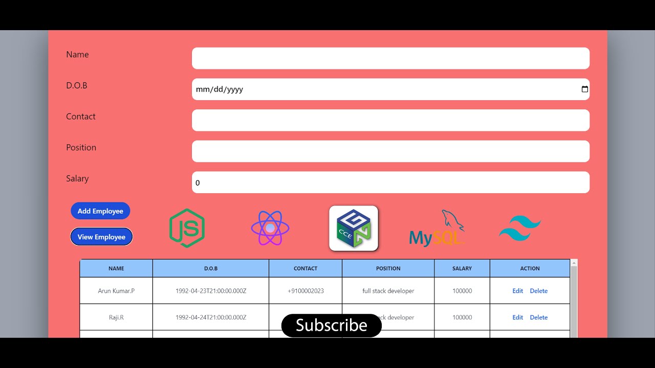 React JS Node Express JS CRUD (Create, Read, Update and Delete) | Axios Mysql | Tailwindcss