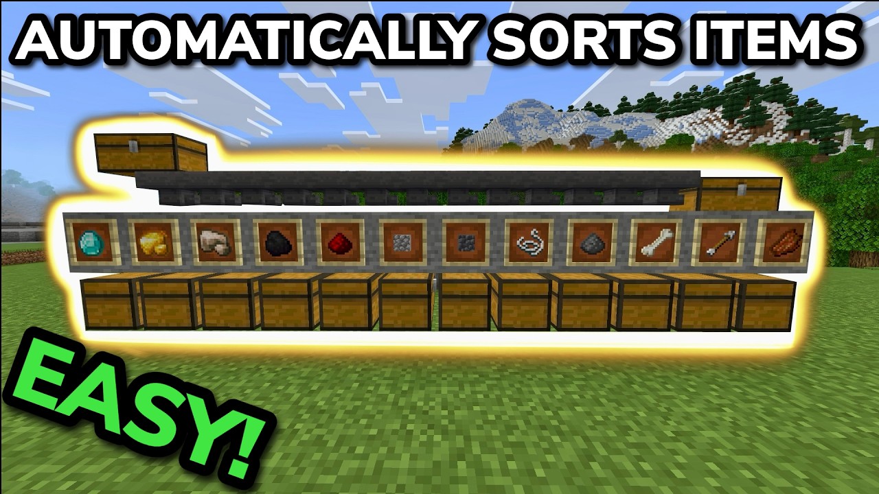 BEST AUTOMATIC ITEM SORTER TUTORIAL in Minecraft Bedrock (MCPE/Xbox/PS/Switch/PC)