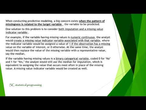 SAS programming Statistical Analyst Certification Course: Missing values & imputation