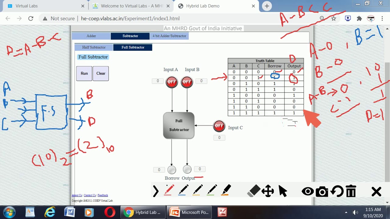 V-Lab  , Full Subtractor Circuit