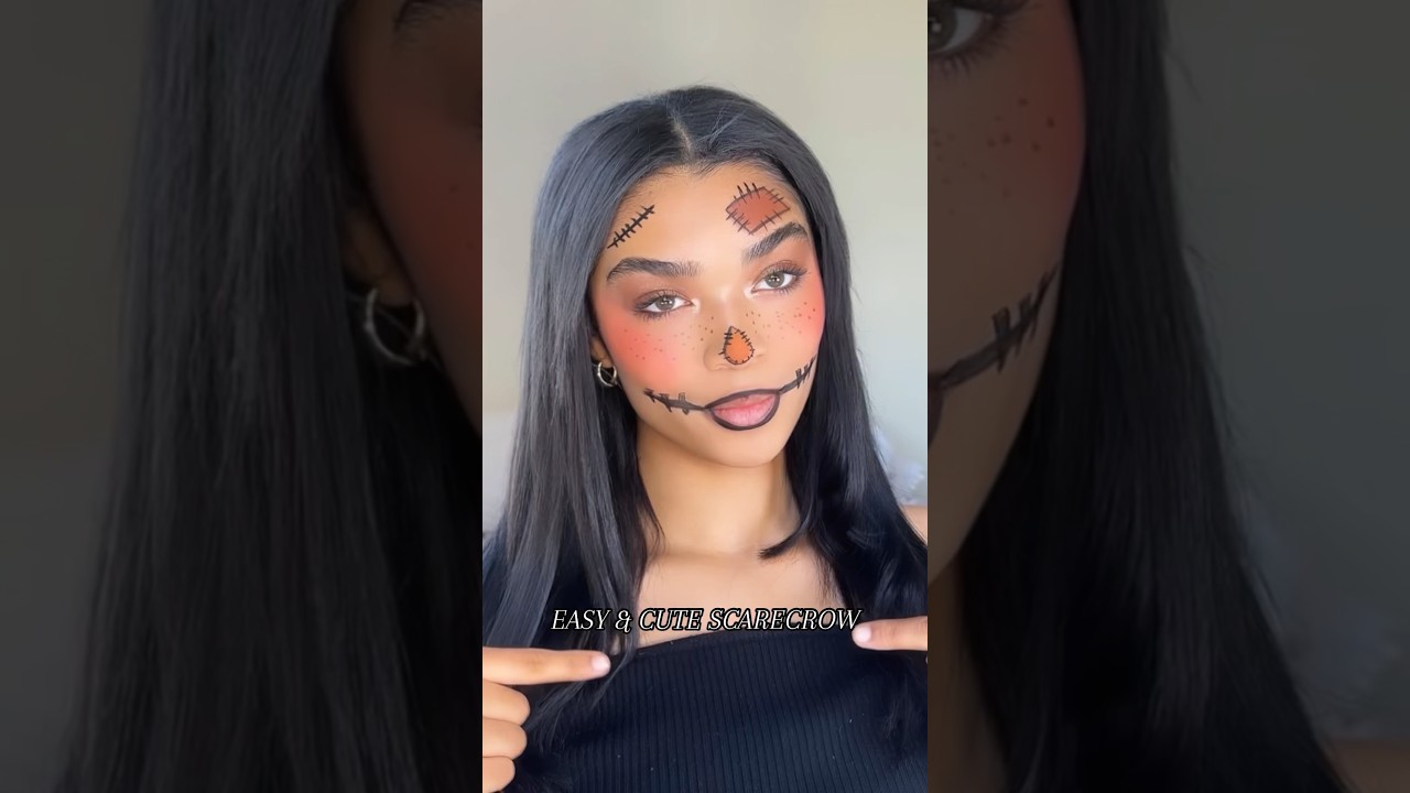30 days of halloween makeup: Scarecrow🧡🖤 #halloween #halloweenmakeuplook #makeuptutorial #makeup