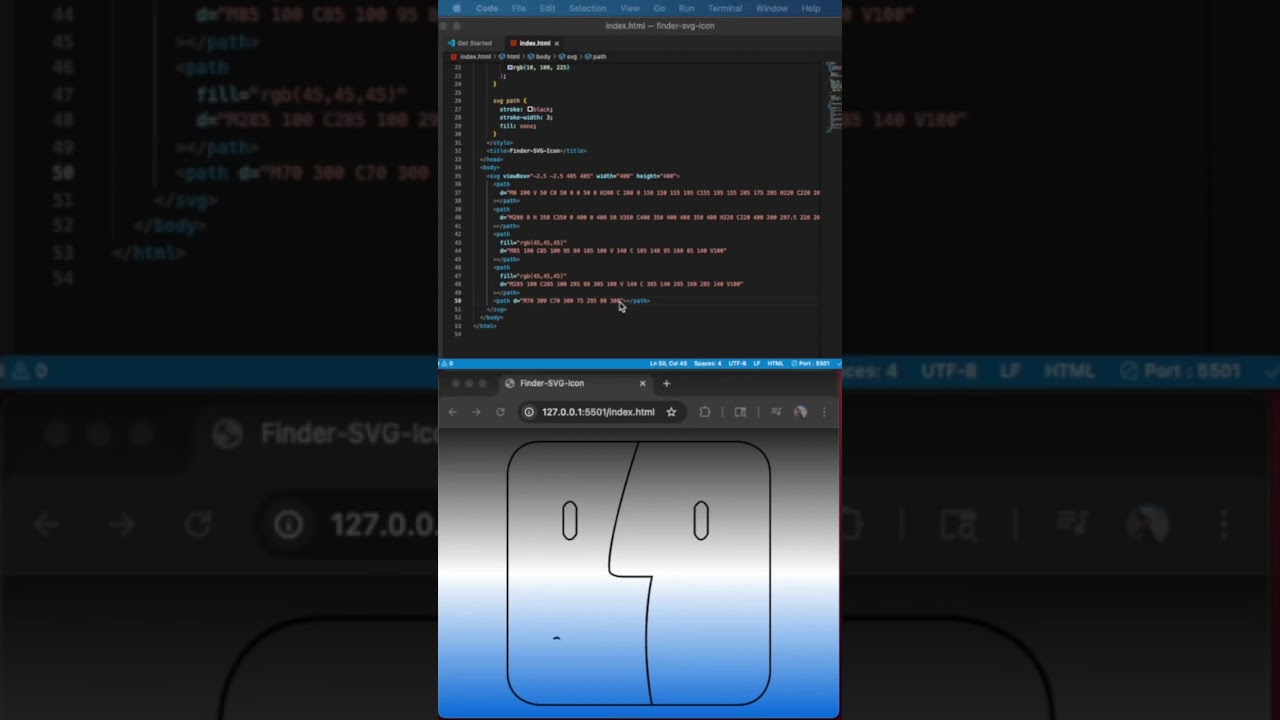 Drawing the macOS Finder Icon with SVG Paths (CSS Animation) #coding #uidesignlearning #webdesign