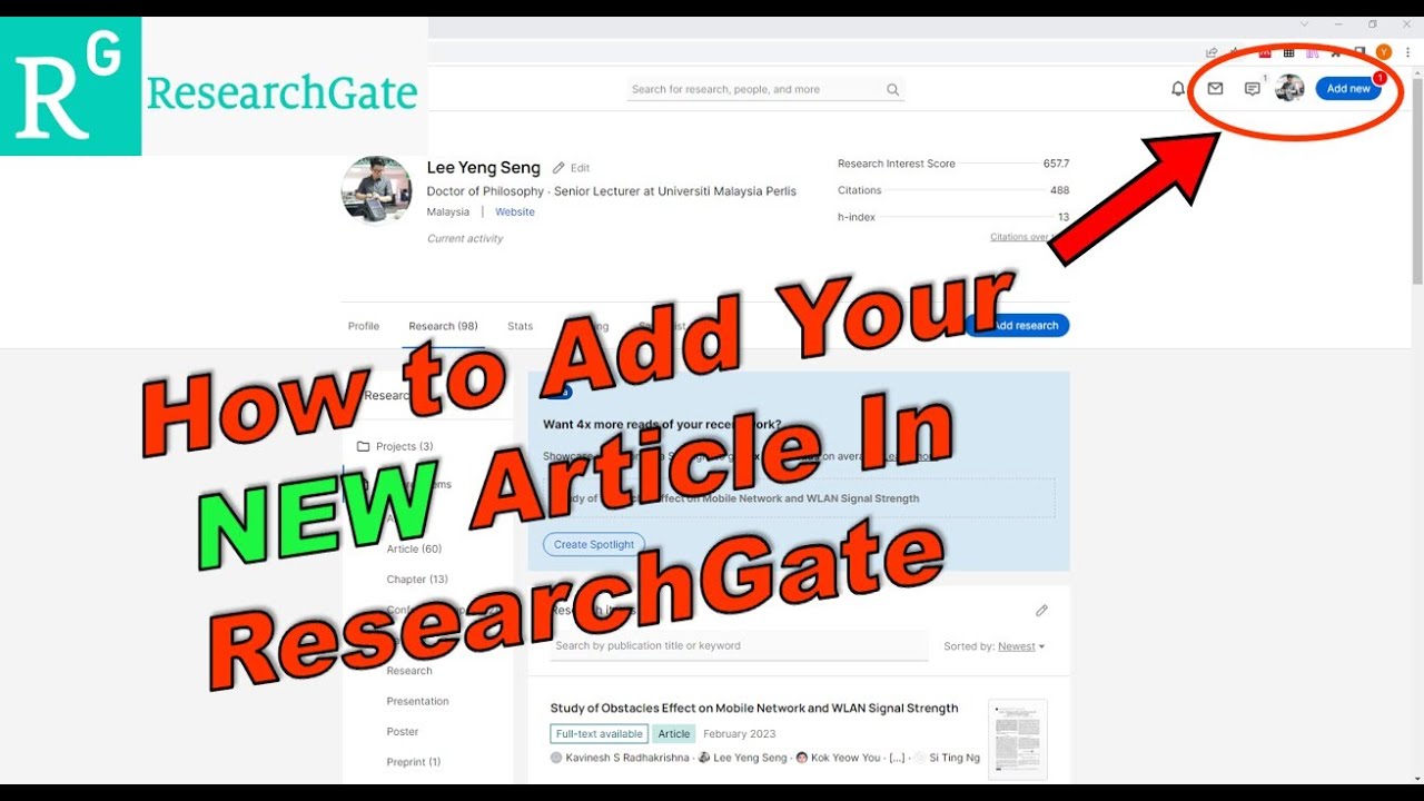 How to Add Article In ResearchGate