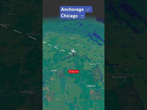 Flight from Anchorage to Chicago ✈️ by China cargo Airlines 🇨🇳 #travelroutes #airline #map