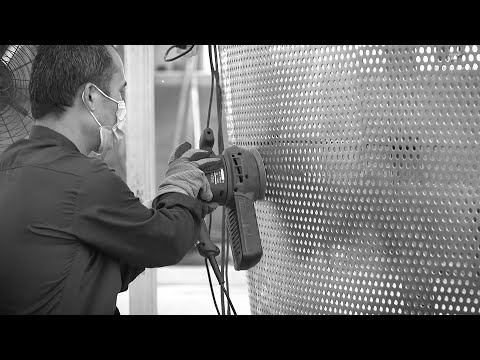 Grinding of Perforated Stainless Steel Sculpture