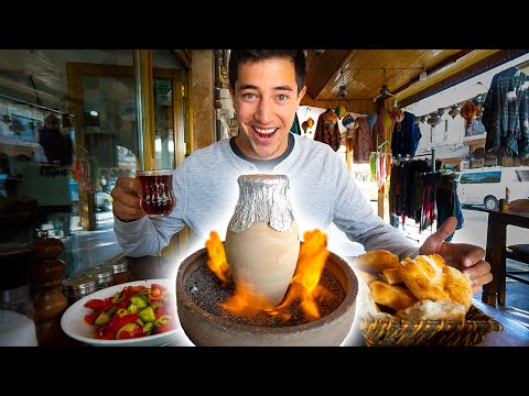 CAPPADOCIA STREET FOOD!! Hot Air Balloon + FLAMING Testi Kebab | BEST Turkish Food in Cappadocia!