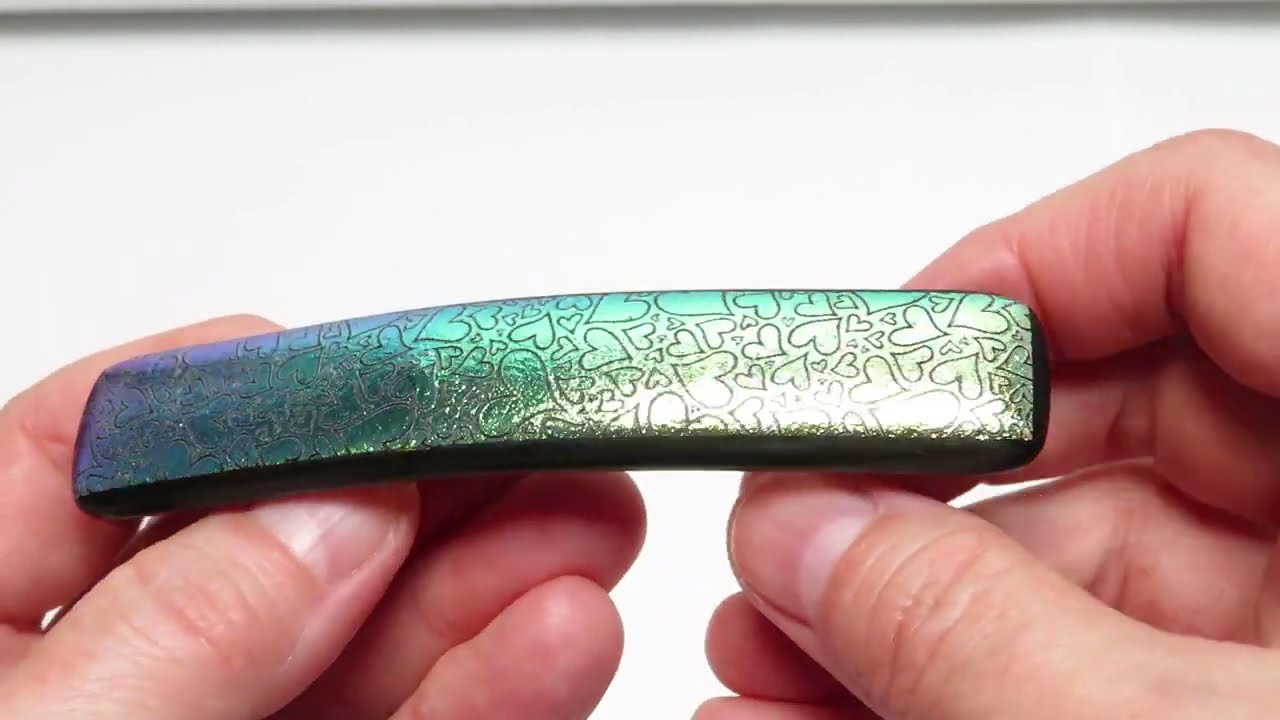 Green and Gold Dichroic Glass French Barrette
