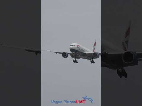 Big Bad Wind Blows Speedbird Heavy 777 into Vegas! #aviation #speedbird #boeing777 #lasvegas #jets