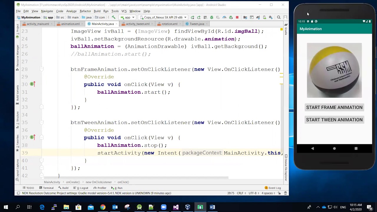 Android Frame & Tween animation app / part5 Tween Animation Coding