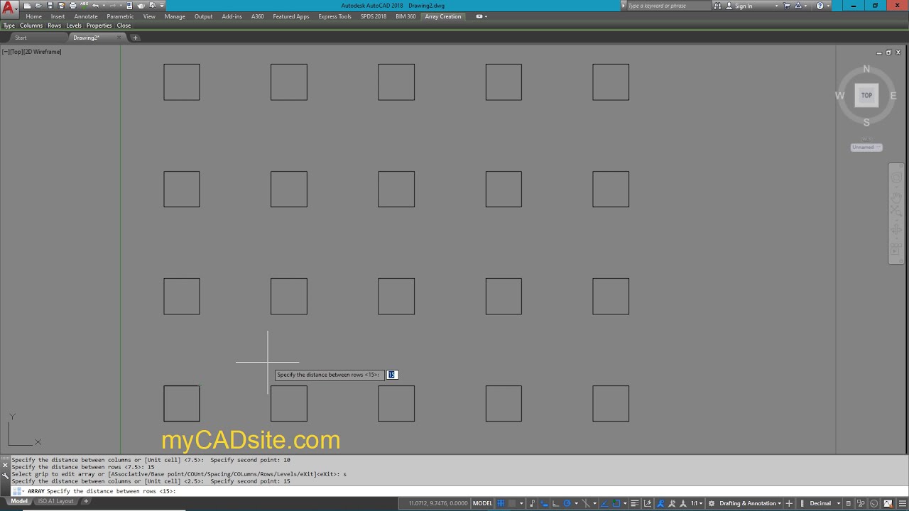 AutoCAD Tutorial Lesson 1-7 Rectangular Array (Complete Beginners Course)