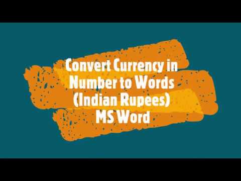 Number to Words - Indian Rupees Conversion in MS Word