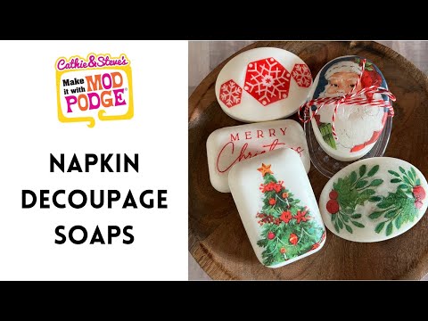 Holiday Napkin Decoupage Soaps with Mod Podge