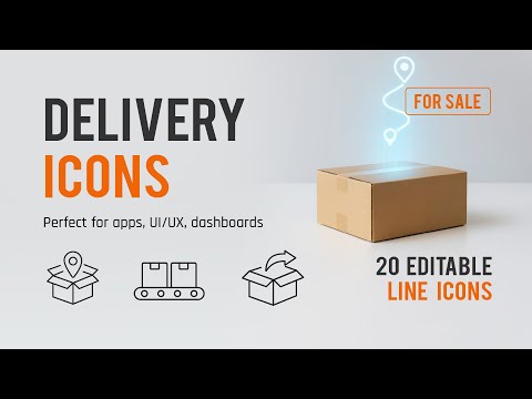 Delivery Icons for UI/UX – 20 Line Icons Preview | Buy on Creative Market