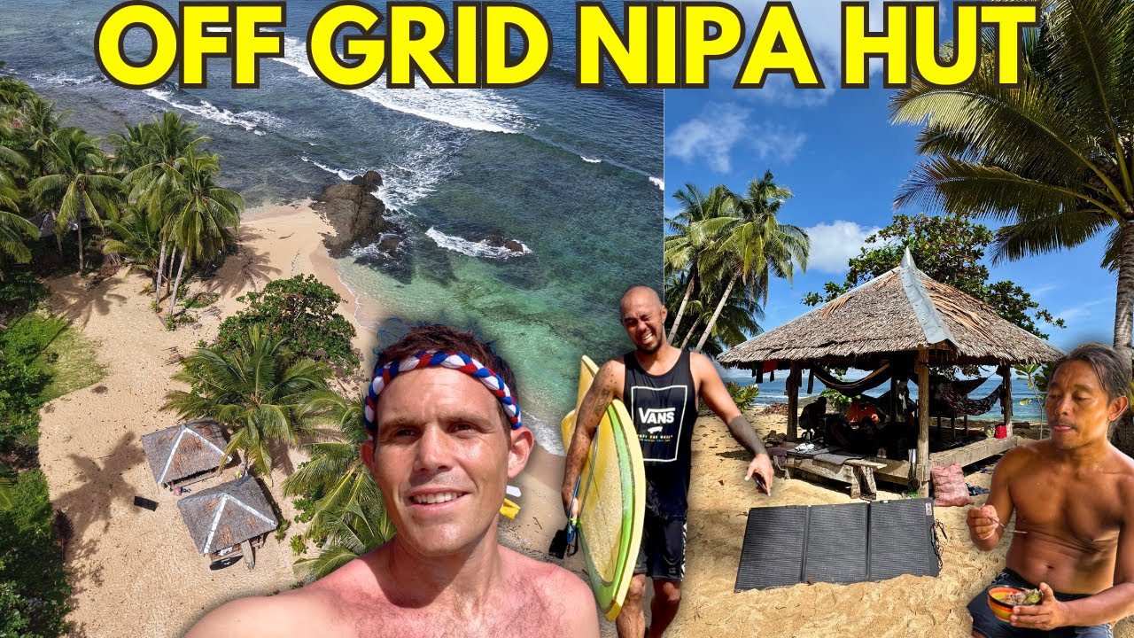 PHILIPPINES SURF BEACH CAMPING - Nipa Hut Party in Mindanao (Ecoflow)
