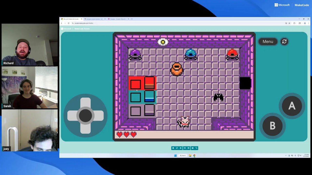 Showing off the new MakeCode Arcade release!