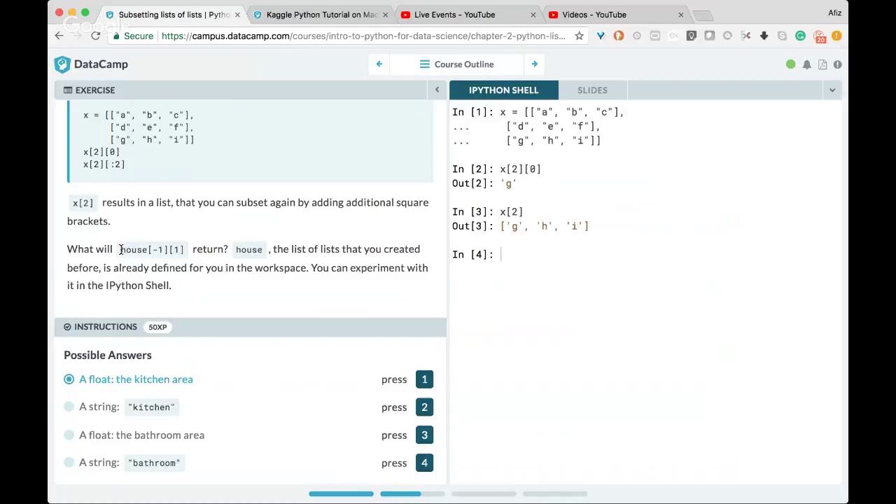 Learn Python for Data Science - Data Camp course Part 1