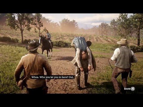 Two Gray Guards shooting at a Braithwaite for trespassing (all outcomes) - Red Dead Redemption 2
