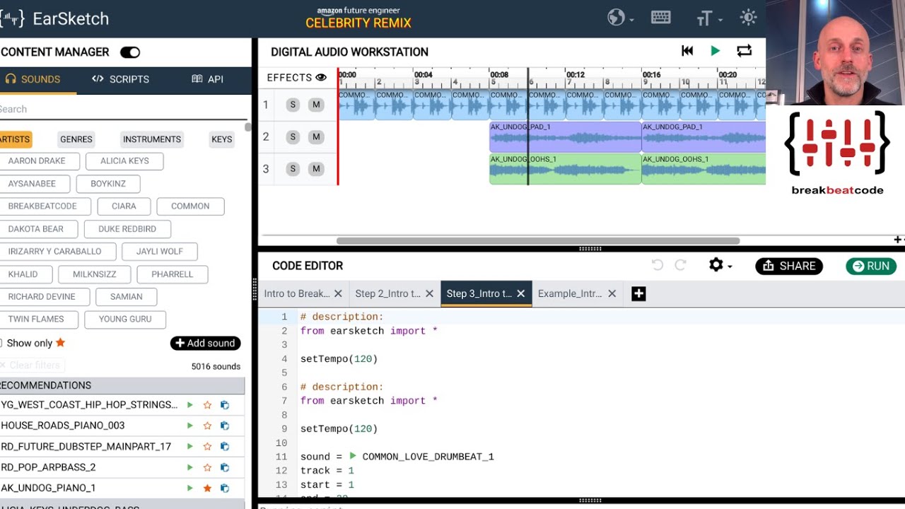 Intro to BreakBeatCode  #coding #music #earsketch