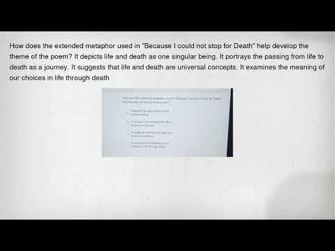 How does the extended metaphor used in "Because I could not stop for Death" help develop the theme o