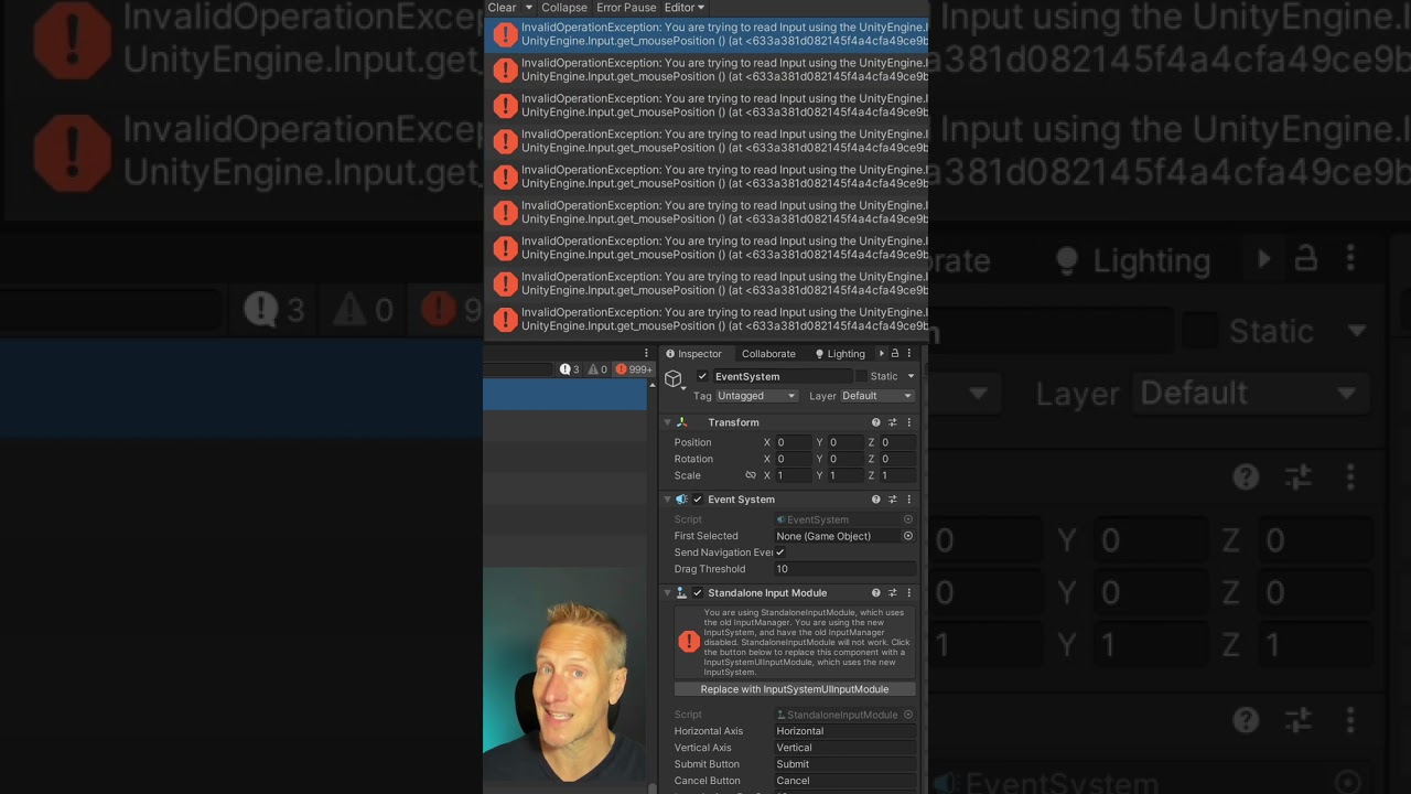 Unity Errors - adding FP Asset - Fix Old vs New Input Errors