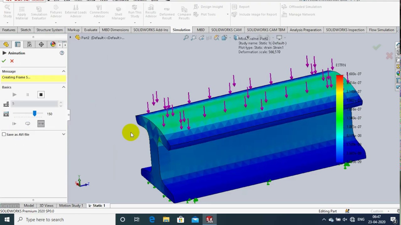 I-BEAM STATIC STRUCTURAL ANALYSIS | SOLIDWORKS 2020