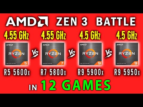 Ryzen 5 5600x vs Ryzen 7 5800x vs Ryzen 9 5900x vs Ryzen 9 5950x in 12 Games | AMD Zen 3 Battle