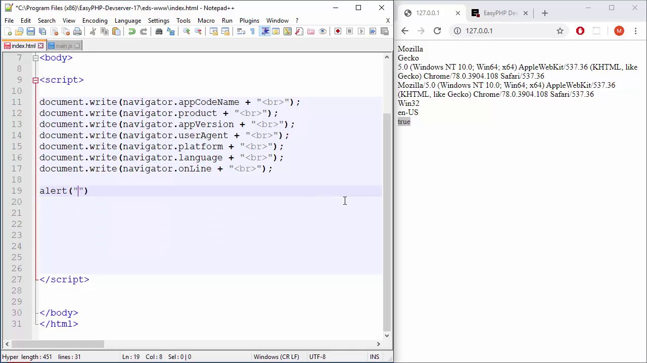 JavaScript Tutorial - 40 - Browser Detection - User Agent