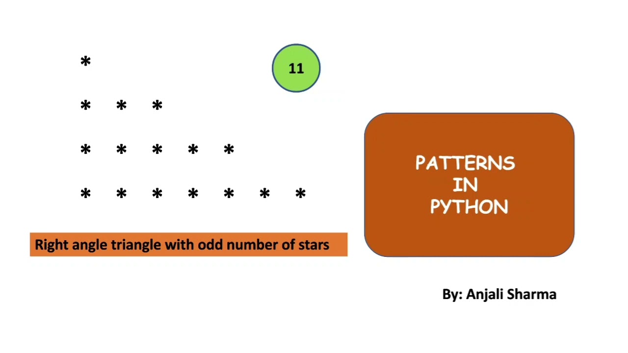 Right angle Triangle with odd stars | Patterns in Python | Python Lectures |