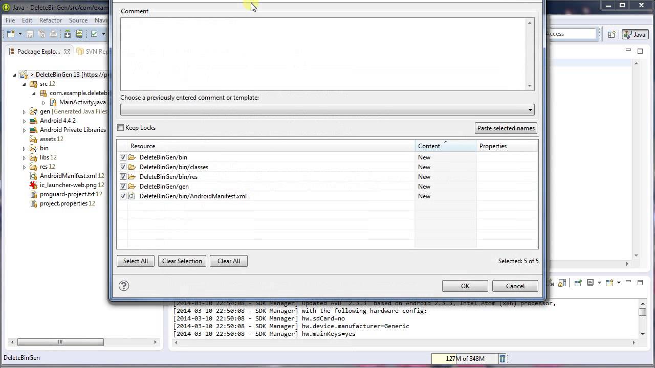 Subversive: Ignore bin/ and gen/ folders
