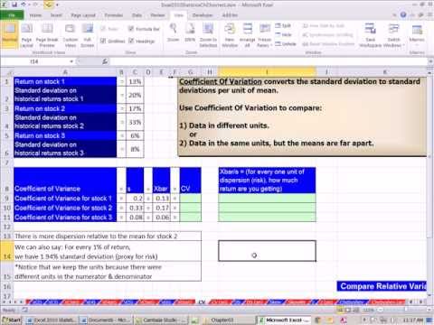 Excel 2010 Statistics #30: Standard Deviation: How fairly does the mean represent its data points?