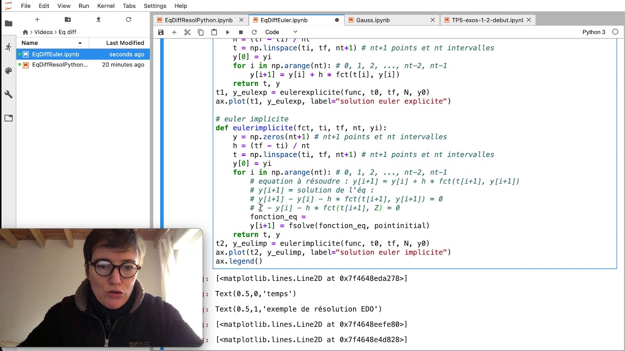 [Python pour les maths] Résolution numérique d'équations différentielles : méthode d'Euler implicite