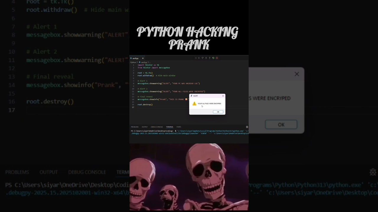 Python Hacking Prank 😅😎 #shorts #python
