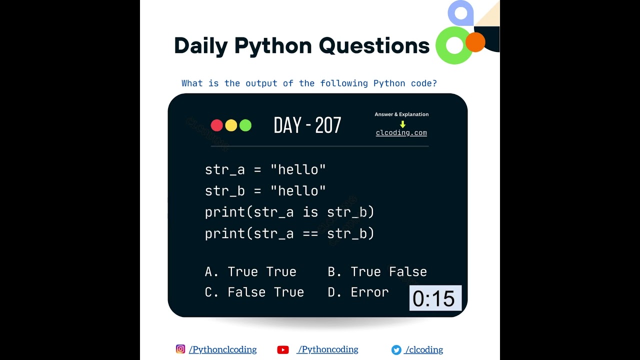 Python Coding challenge - Day 207 | What is the output of the following Python Code? #python