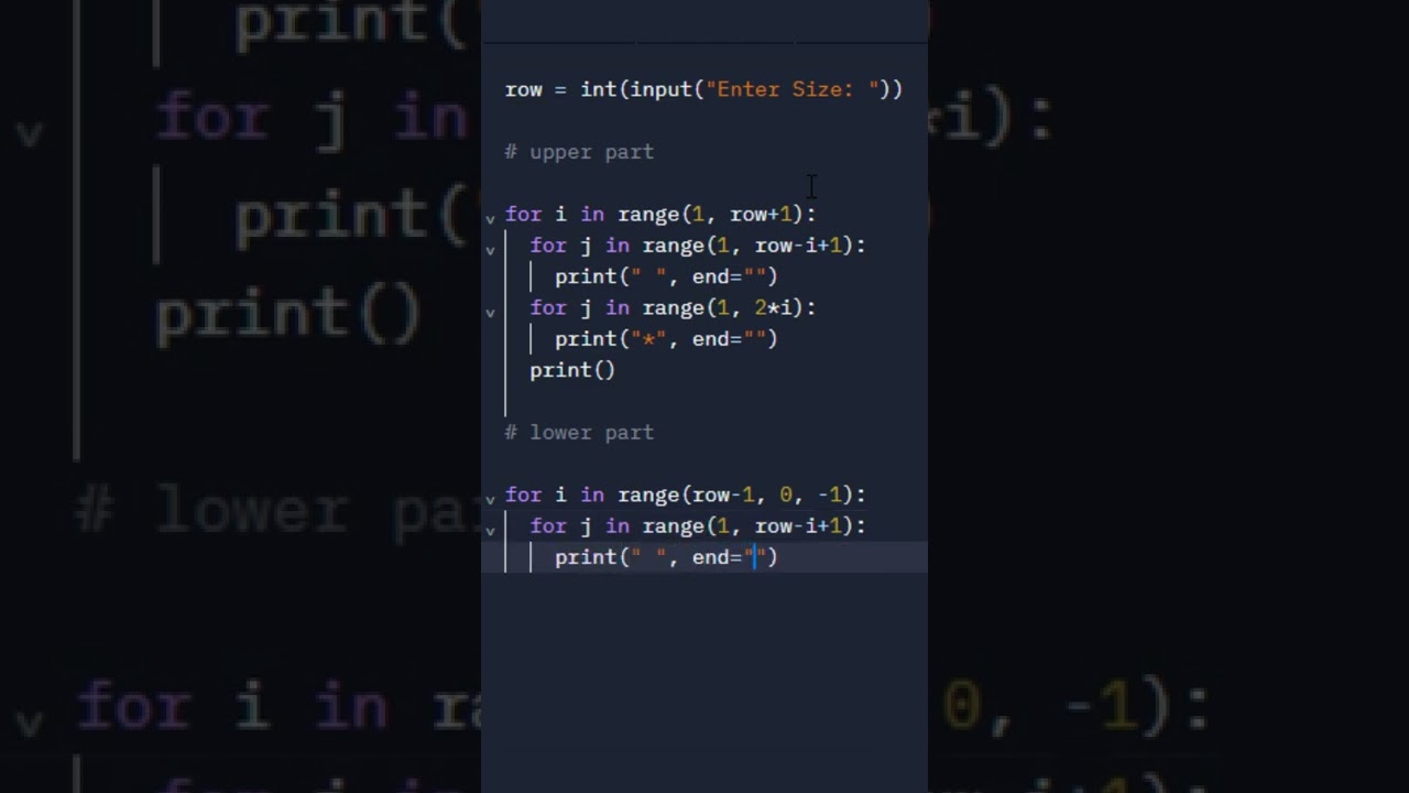 Print Diamond Pattern in Python 🔥 #python #shorts
