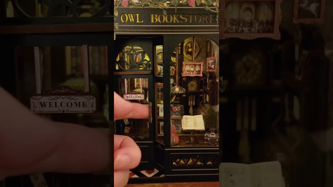 Building the Owl Bookstore DIY book nook kit from CuteBee. #booknook #miniature #diyminiatures