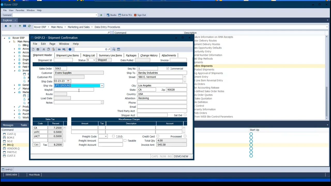 Rover ERP Tutorial: Shipping Module