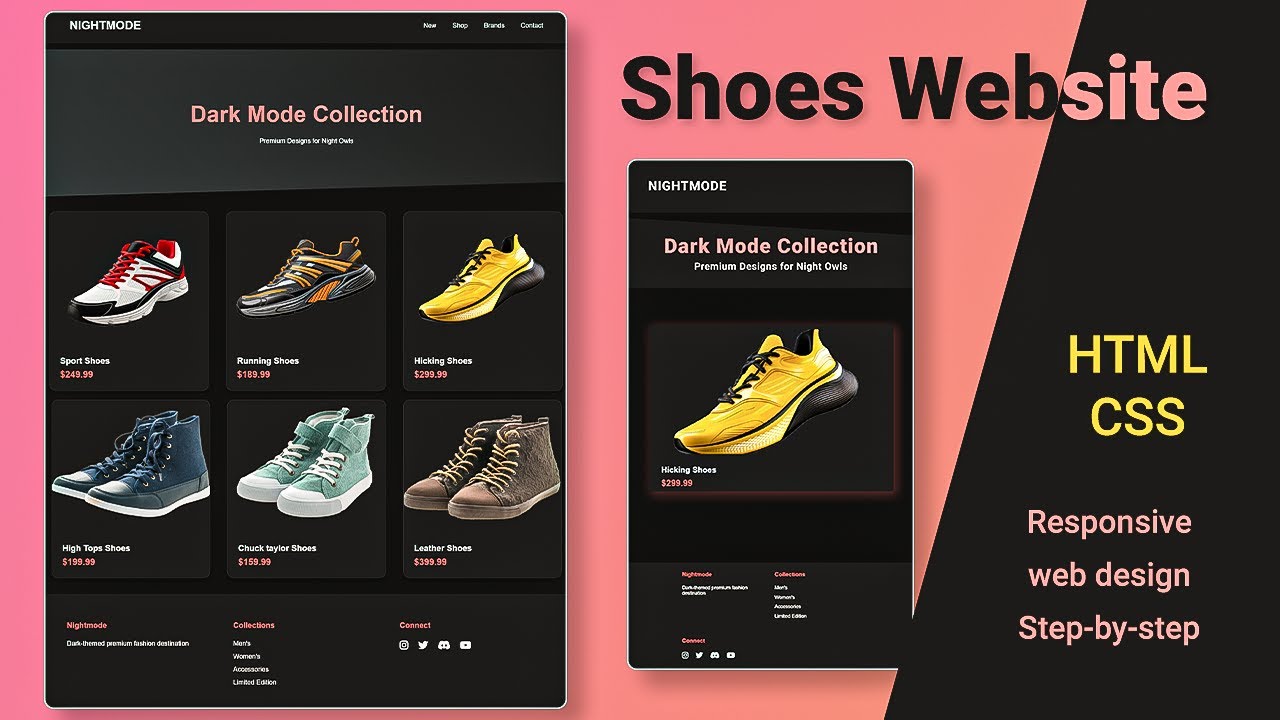 Modern Responsive Shoes Website Design Tutorial (HTML/CSS Only!) mzcode01 #coding #website #css