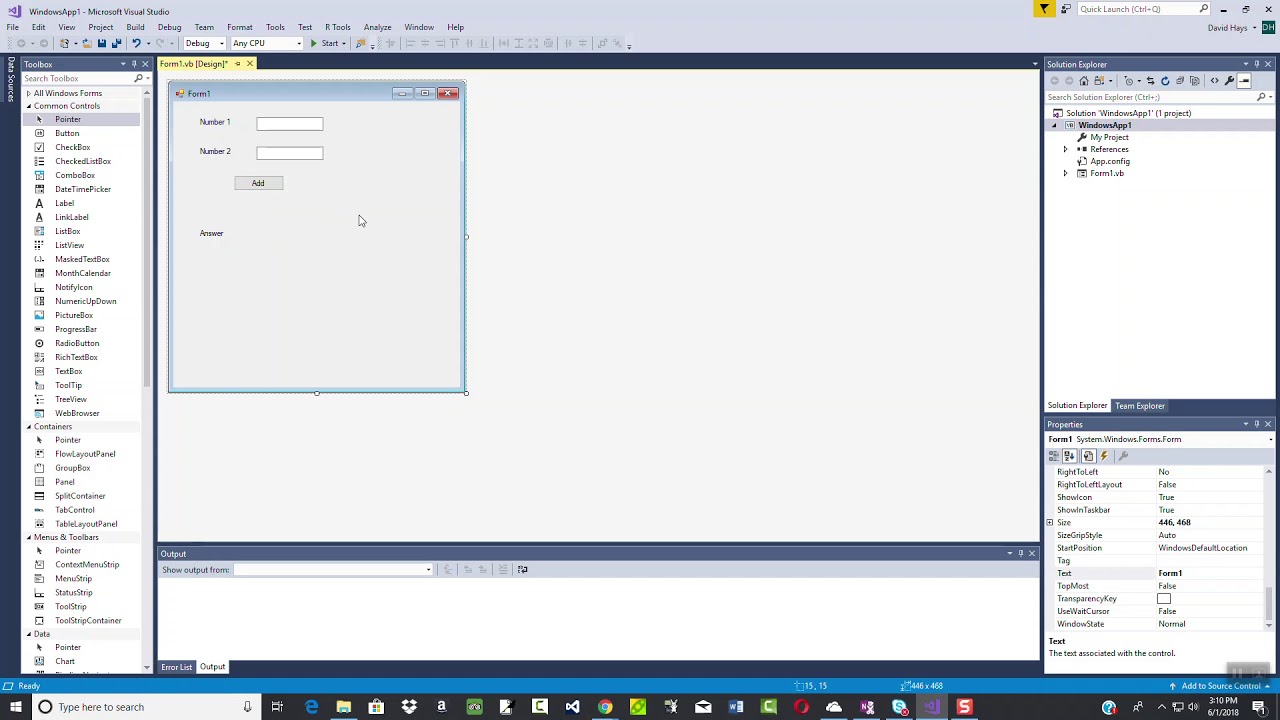 Visual Basic Programming - Example - Adding Two Numbers