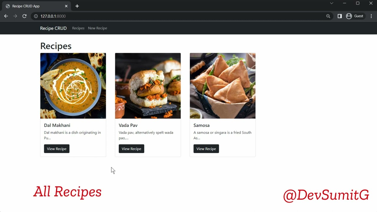 Recipe CRUD project using the Django + Bootstrap 5 | Medium @DevSumitG