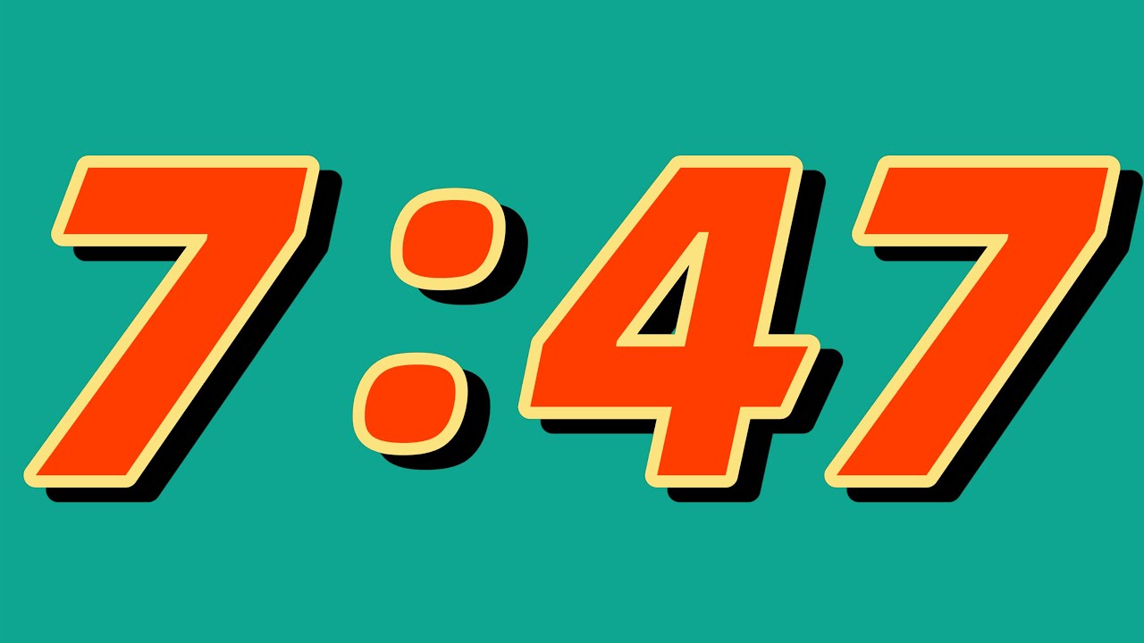 7 Minute and 47 Second Countdown Timer ⏰ | Bright green screen and huge numbers